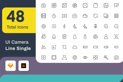 Line Senja图标系列：相机应用ui设计矢量线性图标素材 Line Senja Ui Camera 第一素材网