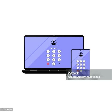 Touch Id Or Enter Passcode Password Interface On Laptop Desktop Computer Tablet Icon Flat On