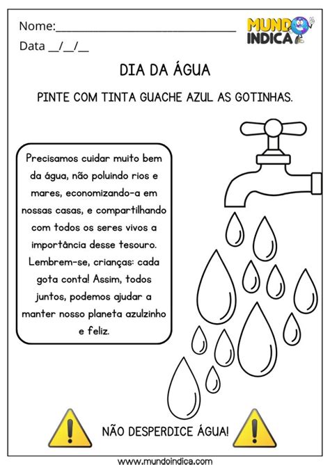 15 Atividades Do Dia Da Água Para Educação Infantil Para Imprimir