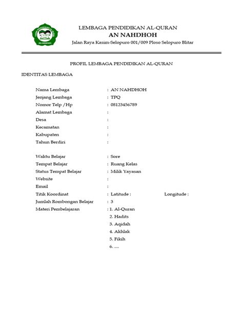 Contoh Profil Lembaga Pdf