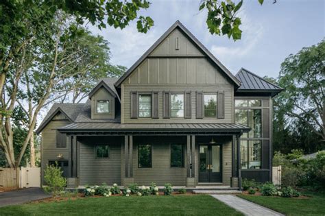 Dark Modern Farmhouse By M House Development Modern Farmhouse Green