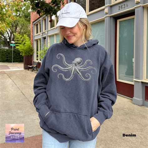 Octopus Hoodie Comfort Colors Vintage Octopus Sweatshirt Ocean Lover