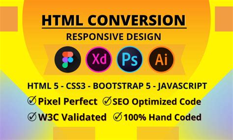 convert figma to html xd to html psd to html css bootstrap 5 responsive