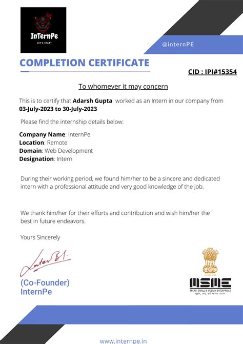 Internship Internshipexperience Webdevelopment Internpe Adarsh Gupta