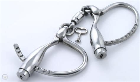 Antique Marlin Bottle Neck Handcuffs Old Restraints Key 88666017