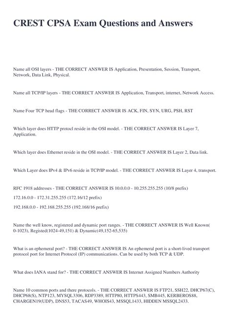 Crest Cpsa Exam Questions And Answers Scholarfriends
