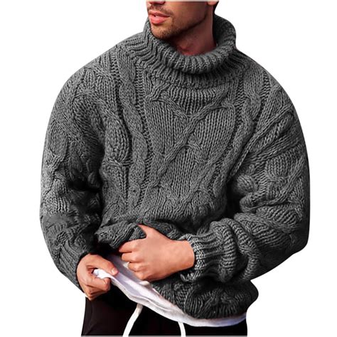 Leesechin Mens Sweaters Big And Tall Clearance Fashion Winter High Neck