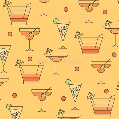 Cocktail Glasses Pattern Vector Stock Illustration Illustration Of
