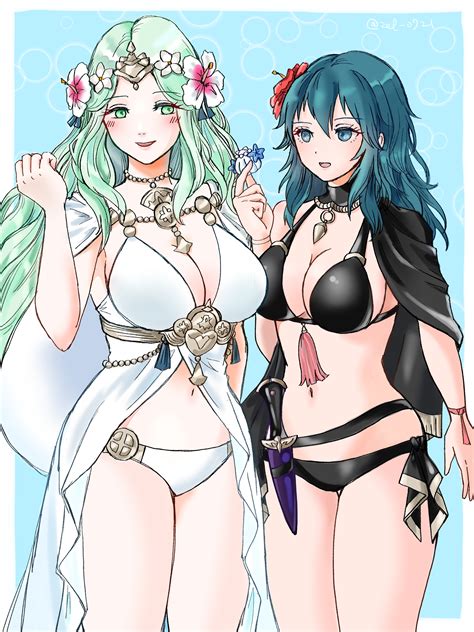 Rule 34 2girls Alternate Costume Bikini Black Bikini Black Swimsuit Blue Eyes Breasts Byleth