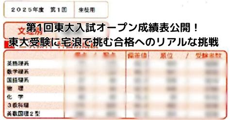 第1回東大入試オープン成績表公開！東大受験に宅浪で挑む合格へのリアルな挑戦 身を捨ててこそ浮かぶ瀬もあれ～底辺家庭の東大受験～
