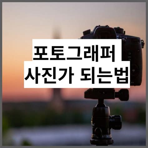 사진사 포토그래퍼 사진작가 하는일 되는법 네이버 블로그