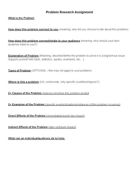 Copy Of Problem Research Assignment Problem Research Assignment What