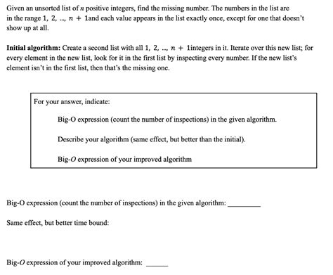 Solved Given An Unsorted List Of N Positive Integers Find