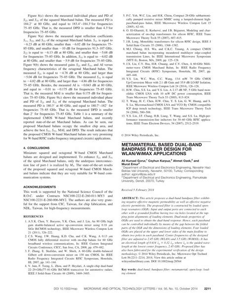 Pdf Metamaterial Based Dual Band Bandpass Filter Design For Wlan Wimax Applications Dokumen Tips