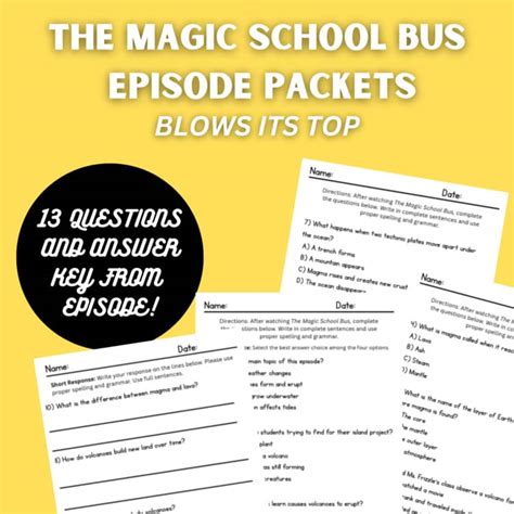 The Magic School Bus Blows Its Top By Sarah Checca Tpt