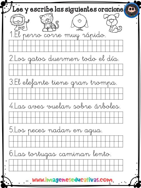 Hojas De Caligrafía De Oraciones Cortas Y Sencillas Imagenes Educativas