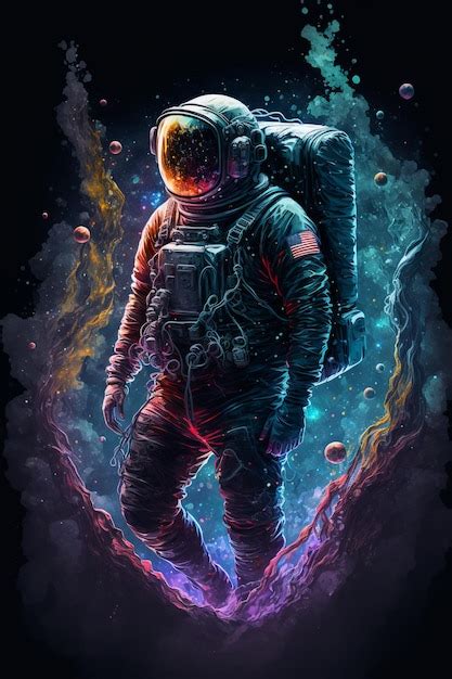 Premium Ai Image Generative Ai Astronaut Floating Zero Gravity In Outer Space Discovery
