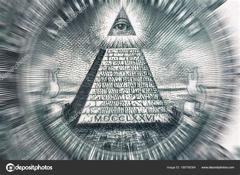 Conspiracy Theory Concept All Seeing Eye And Pyramid On Usa Dollar