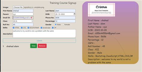 Github Shahadalam Sudent Information Form