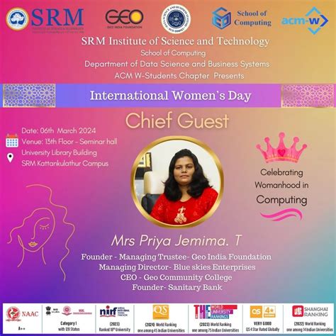 Srmist Schoolofcomputing Woman Acm India Social School Of