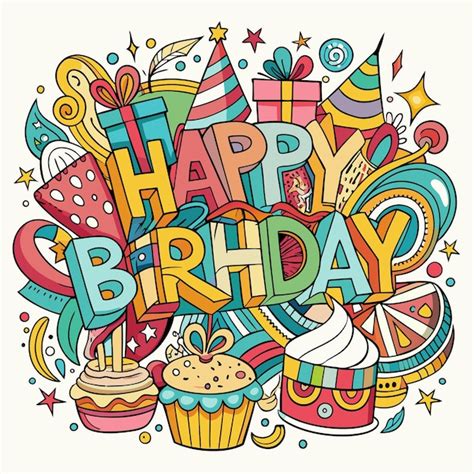 Happy Birthday Doodle Premium Ai Generated Vector
