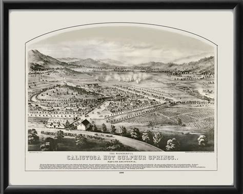 Calistoga Hot Springs Ca 1890 Restored Map Vintage City Maps