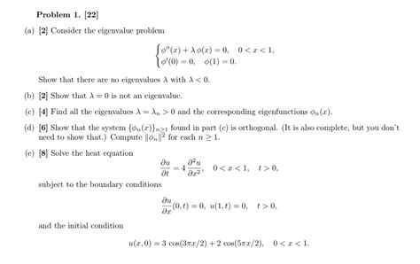 Solved Problem A Consider The Eigenvalue Chegg Com
