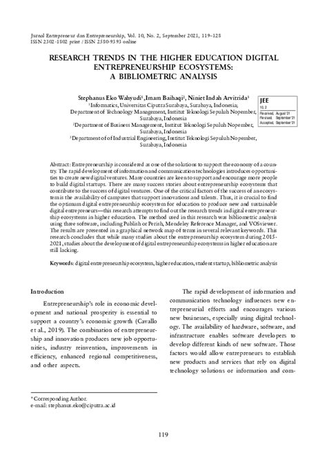 Pdf Research Trends In Higher Education Digital Entrepreneurship