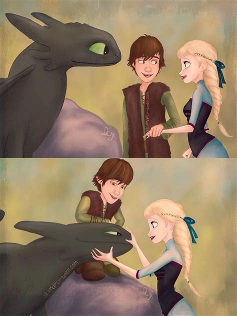 Elsa Me Hiccup Disney And Dreamworks Disney Crossover How Train