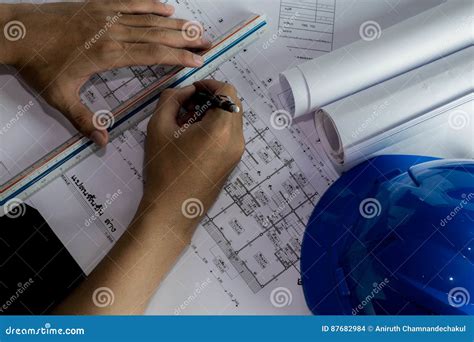 Workplace Of Architect Architect Rolls And Plansarchitectural Plan