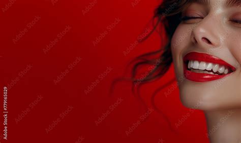 Smiling Cute Girl With Beautiful Teeth Concept Poster Background Snow