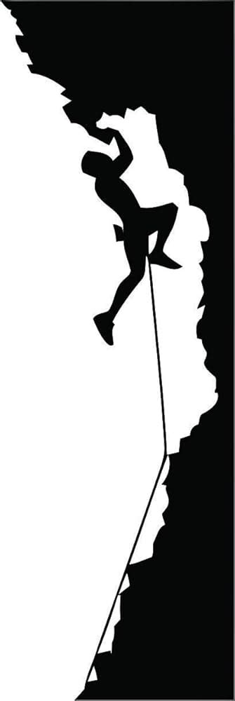Silueta De Escalada En Roca En Blanco Y Negro