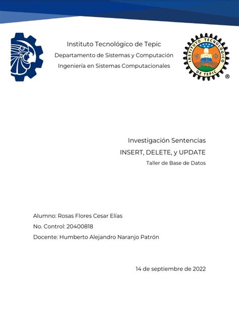 Sentencias Insert Delete Y Update Descargar Gratis Pdf Bases De Datos Datos De Computadora