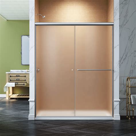 Sunny Shower 14 Inch Semi Frameless Frosted Glass Double Sliding