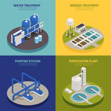 Water Treatment Plant Icon At Collection Of Water