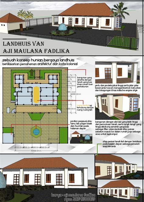 Poster Desain Landhuis Arsitektur Kolonial Desain Rumah Eksterior Rumah Kantor Denah Rumah