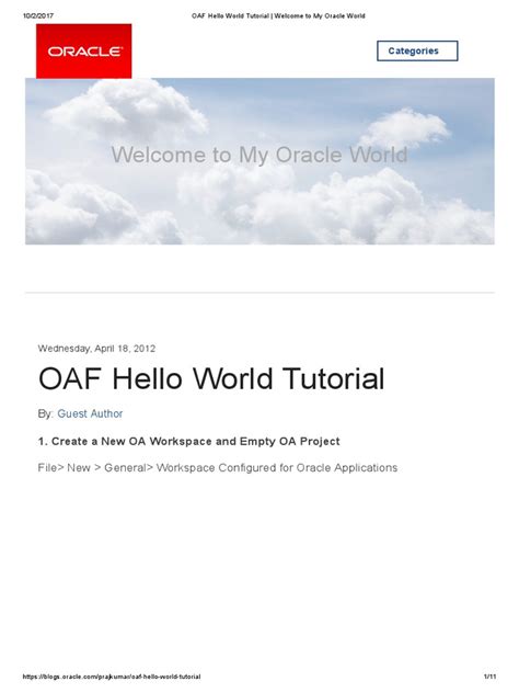 An Introduction To Creating A Basic Hello World Application In Oracle