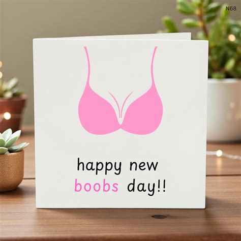 Funny New Boobs Day Card Humorous T For Her Congrats On New Boobs