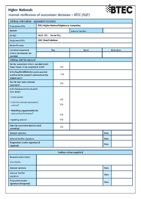 Security Assignment Pass Merit Distinction Internal Verifier Checklist Do The Assessment