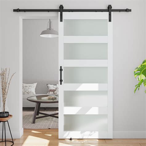 Coshomer 36in X 84in Sliding Barn Door With 66ft Barn Door Hardware Kit And Handle