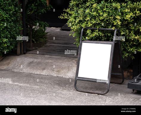 Mockup White Blank Vertical Rectangle Space Of Standing Signage Outdoor