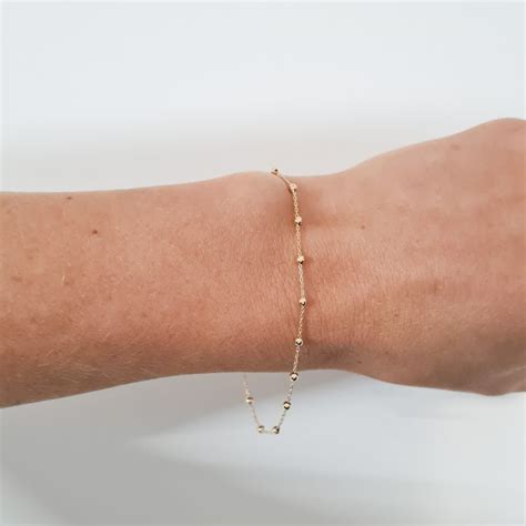 Beaded Chain Bracelet Yellow Gold • Juju Gems Jewellery