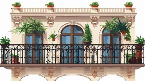 Modern Cartoon Style Balcony Vector Illustration For Graphic Design