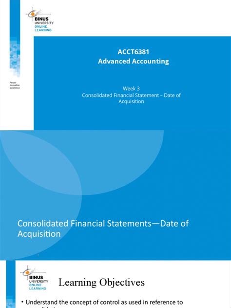 Ppt3 Consolidated Financial Statement Date Of Acquisition Pdf Book Value Consolidation