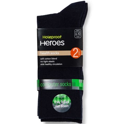 Holeproof Health Computer Socks Cotton Blend 2 Pack S10772 Navy Blue Mens Socks