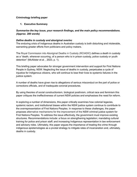 Crim1010 Briefing Paper Crim1010 Introduction To Criminology Unsw