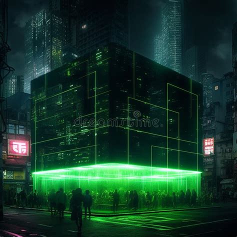 Photo Cube Or Box Consists Matrix Of Digitsfuturistic Modern