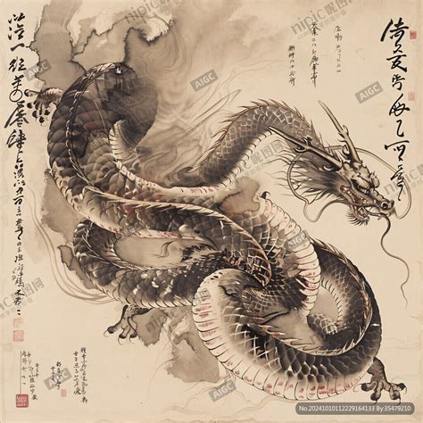 Ai创作图中国手绘龙 工笔手绘龙 龙年插画手绘龙 水墨画蛟龙水蛇 书法装饰画财运长龙 龙腾四海挂图 龙年手绘素材 龙的传人图 龙手绘图画 龙年