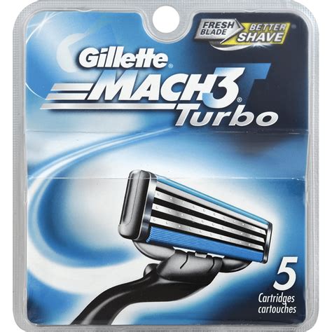 Gillette Mach3 Turbo Mens Razor Blade Refills 5 Ct Delivery Or