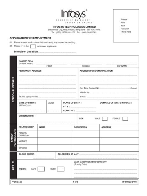 infosys application form employment justice
